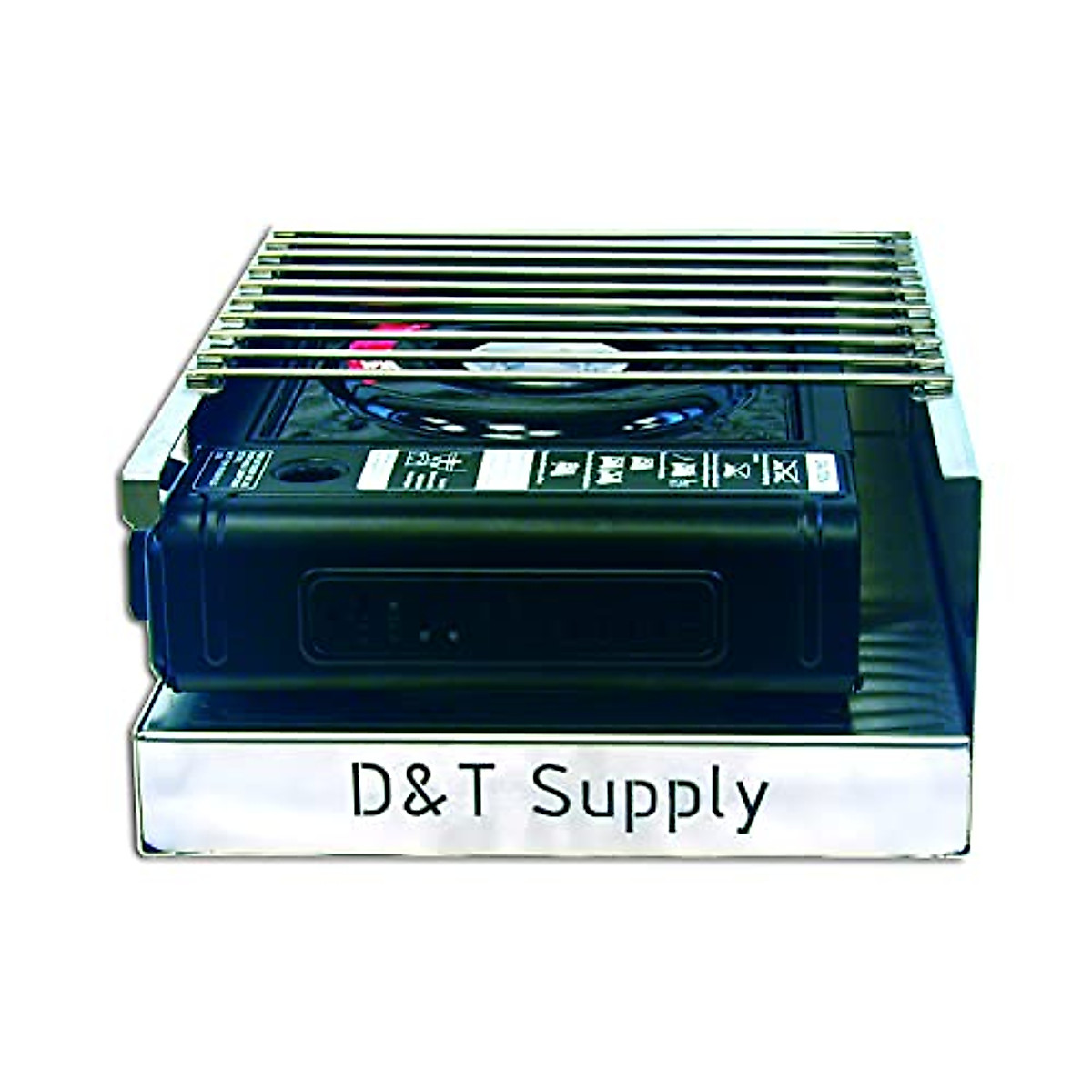 Butane stove silver frame, Stainless steel, Windproof, Kitchen, Indoor-Outdoor, Housing, 14''Lx12''Wx5.5''H