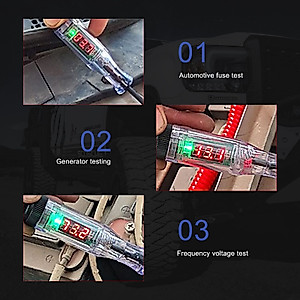 jeseny 1 PC Automotive Buzzer Test Light 6-24V DC Digital LED Circuit Tester, Heavy Duty Light Tester with Voltmeter, Auto Bidirectional Voltage Tester Electric Test Pen with Extended Spring Wire