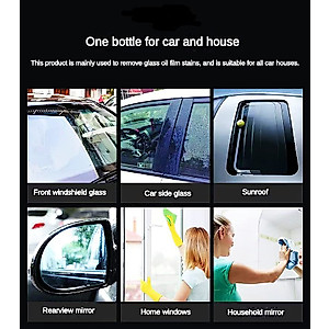 EMSUM Auto Glass Oil Film Remover, Glass Cleaner, Strong Decomposition of Glass Oil Film, Remove Dirt, Water Stains. Suitable for (windshields, Mirrors, car Windows and Household Glass Products)