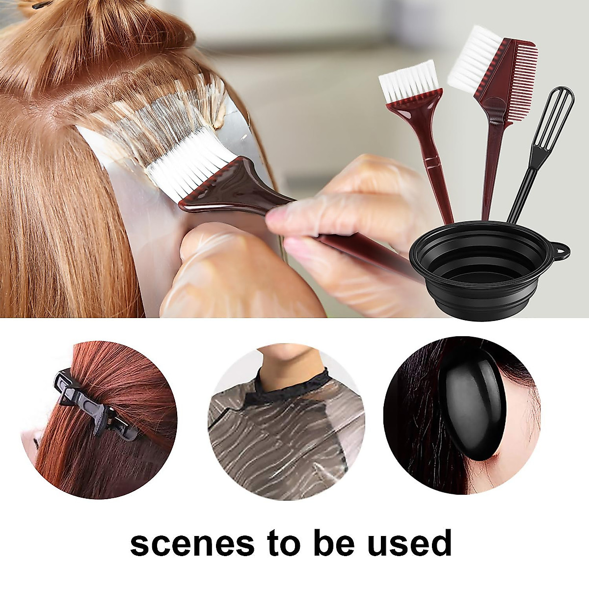 25 Pcs Hair Dye Kit, Hair Tinting Bowl Dye Brush Ear Cover Clips Gloves Storage Bag DIY Salon Disposable Hood and gloves, Home Use Hair Coloring Bleaching Hair Dryers Hair Dye Coloring Tools Set
