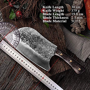 Meat and Vegetable Cleaver Knife High Carbon Steel Serbian Chef Knife Full Tang Sharp Kitchen Butcher Knife