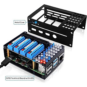 GeeekPi GPIO Screw Terminal Block Breakout Board HAT with Case for Raspberry Pi, GPIO Expansion Board Breakout Module with GPIO Status LED for Raspberry Pi 4B Only