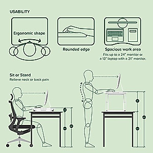 ZINUS Molly 28 Inch Standing Desk with Adjustable Height, Desktop Workstation, Desk Converter, No Assembly, White