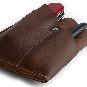 Hide & Drink, Front Pocket Wallet Handmade from Full Grain Leather - Multitool Pouch, Card Holder, Money Organizer, Travel Accessories - Bourbon Brown