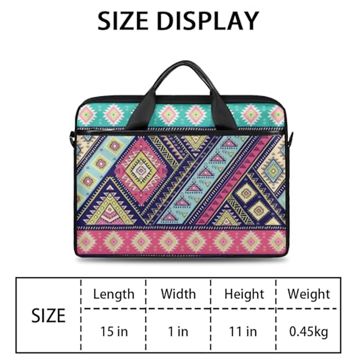Paisley Ethnic Mandala Laptop Computer Bag Waterproof Shoulder Messenger Bag 13-15 inch Durable Laptop Tote Bag with Shoulder Strap Handle Lightweight Crossbody Briefcase