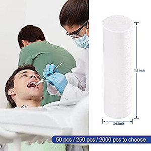 JMU Cotton Rolls Dental (250 Pcs), Nosebleed Plugs 1.5'' High Absorbent Mouth Cotton Rolls Non-Sterile, Box of 250
