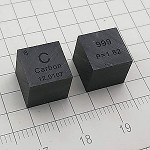 0.39" Element Cube - Set of 9 Metal Density Cubest Include Zinc Tin Copper Iron Aluminum Carbon Titanium Nickel Bismuth for Labs and Collections