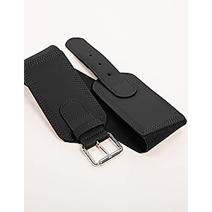 Hanna Nikole Womens Black Wide Belts Plus Size Wide Stretchy Classic Waist Belt with Metal Buckle XL