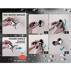 BRIGHT SHOWERS Handheld Shower Head Holder with Dual Angle Positions, Wall Suction Bracket Includes Adhesive 3M Disc, No Tools Required and Easy Installation, Chrome Finish
