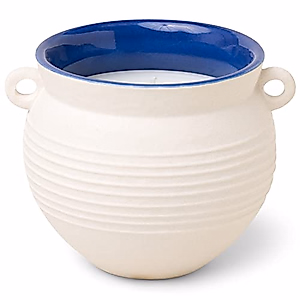 Paddywax Candles Santorini Soy Wax Scented Candle, Ceramic Greek Candle Vase, 8.5 Ounces, Cliff & Hinoki Wood