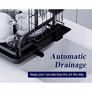 Kitsure Dish Drying Rack -Multifunctional Dish Rack, Rustproof Kitchen Dish Drying Rack with Drainboard & Utensil Holder, 2-Tier Dish Drying Rack with a Large Capacity for Kitchen Counter