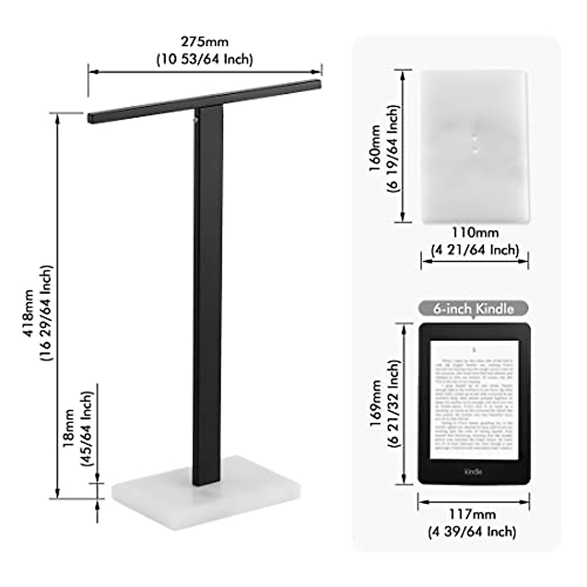 KES Towel Rack Stand, Hand Towel Holder with Marble Base Standing Towel Rack for Bathroom Countertop SUS304 Stainless Steel T-Shape Matte Black, BTH224-BK
