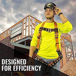 Malta Dynamics Warthog Safety Harness Fall Protection with Tongue Buckle Legs, Full Body Harness for Construction - OSHA/ANSI Compliant, (3XL)