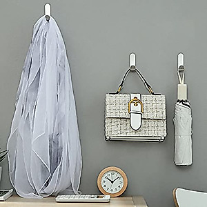 Adhesive Hooks, Kitchen Hooks,Wall Hooks Heavy Duty Stainless Steel Wall Hooks Adhesive for Hanging Jackets, Kitchenware, Bathrobes, Bath Towels, Coat, Bag, Party Light Strip (20 pcs, Silver)