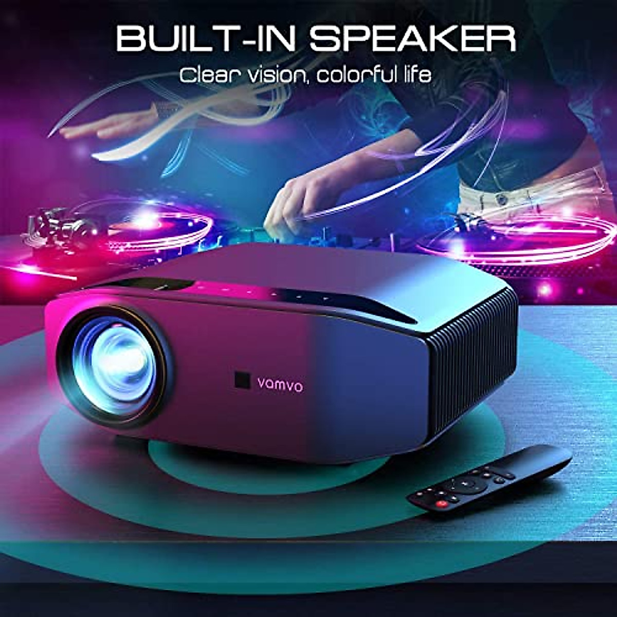 Portable Projector for Outdoor Movies, vamvo L6200 Home Theater Movie Projector, Supported 1080P Full HD Video Projector Compatible with Fire TV Stick, PS4, HDMI, VGA, AV and USB