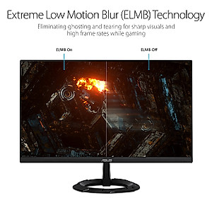 ASUS 23.8” 1080P Gaming Monitor (VZ249QG1R) - Full HD, IPS, 75Hz, 1ms, Extreme Low Motion Blur, Speakers, FreeSync, Eye Care, VESA Mountable, Ultra-Slim, DisplayPort, HDMI, Tilt (Renewed)