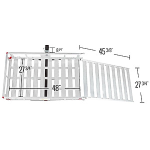 Silver Spring Aluminum Hitch Cargo Carrier Utility Basket with Loading Ramp for 2" Hitch Receiver - 500 lbs. Capacity