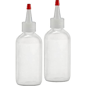 BRIGHTFROM Condiment Squeeze Bottles - 4 OZ Squirt Empty Bottles, Red Top Cap, Leak Proof - Great for Ketchup, Mustard, Syrup, Sauces, Dressing, Oil, Arts and Crafts, BPA-FREE Plastic - Pack of 2