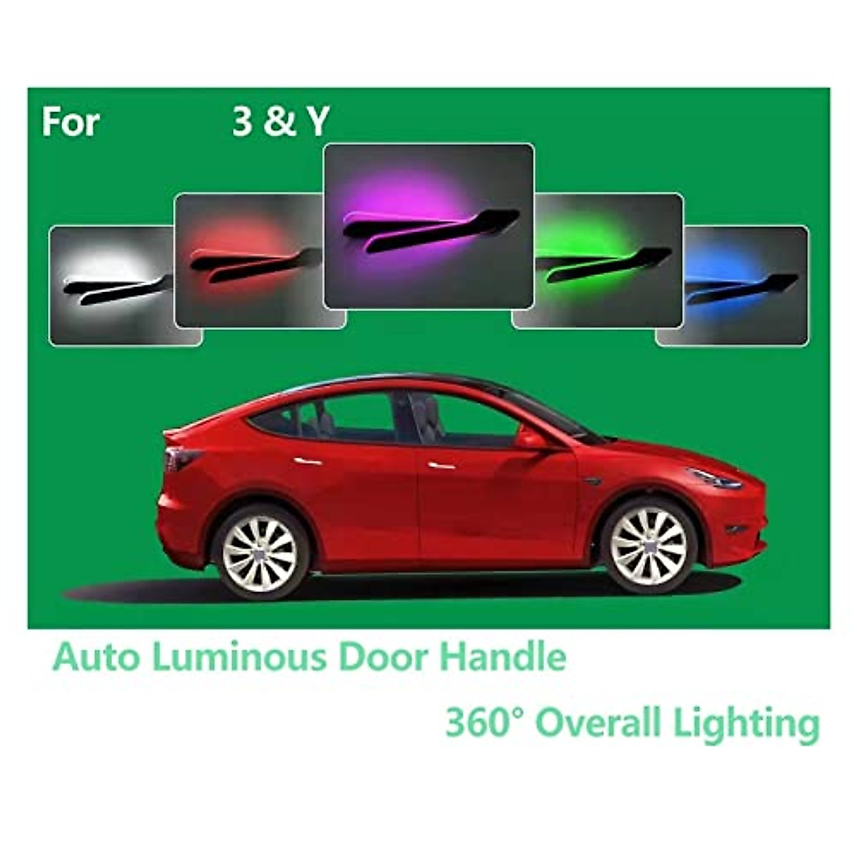 UKALOU Car Exterior Intelligent Automatic Lighting Door Handle Outside Auto Gate Opener Smart Electric Door Handle Compatible with Model 3 Y (Color : Green 3)