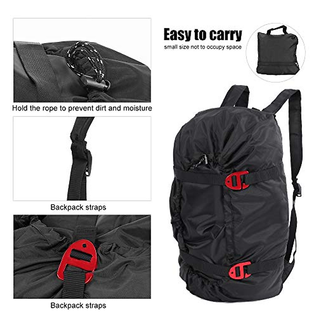 Alomejor Rock Climbing Bag Foldable Water proof Rock Climbing Bag Mountaineering Shoulder Backpack for Outdoor Camping Hiking(22 * 22 * 5cm Black)