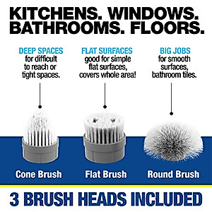 Scrubtastic Spin Scrubber, Electric Shower Scrubber – Rechargeable, Multipurpose Extendable Tile Cleaner, Bathroom, Floor & Grout Bathtub Power Scrubber with 3 Rotating Brush Heads, Improved for 2022