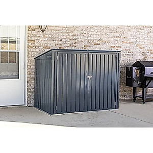 Cover-It 6x3 Metal Outdoor Galvanized Steel Storage Shed with Swinging Lockable Doors for Backyard or Patio Storage of Trash Cans, Bikes, Supplies, Tools, Toys, for Lawn, Garden, Camping, Charcoal