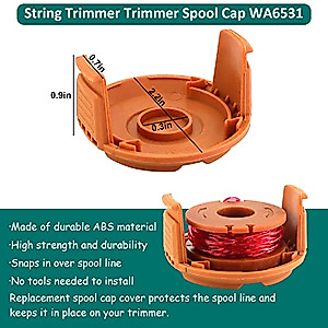 Vypart WA0010 String Trimmer Line Spool Compatible with Worx,0.065 in 10ft Edger Spool Line with WA6531 Spool Cap Cover (12 Spool+3 Cap)