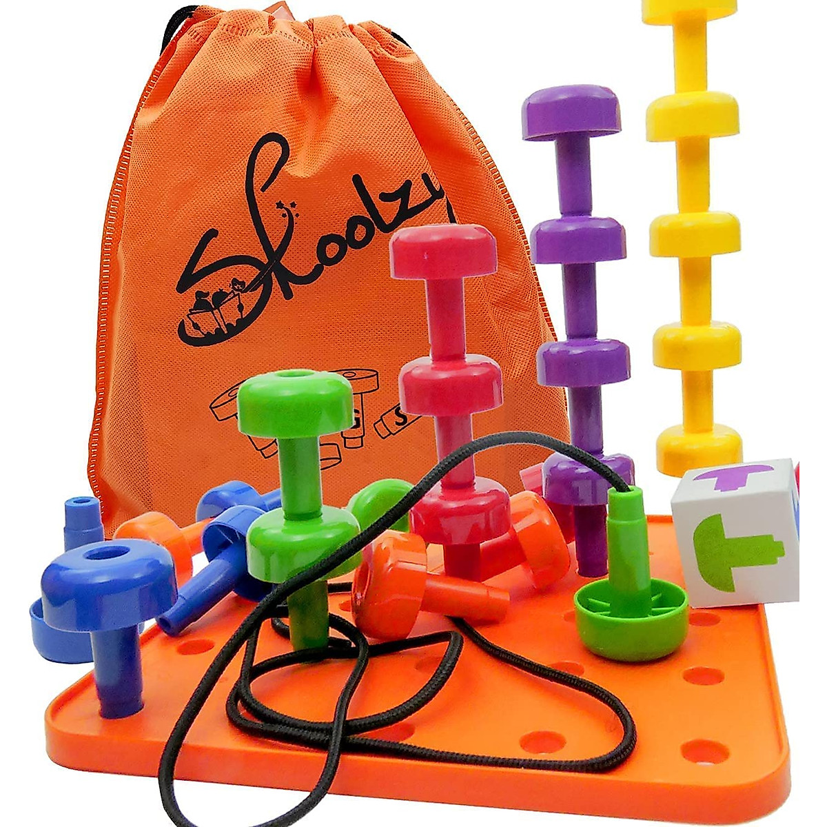 Skoolzy Peg Board Toddler Stacking Toys - Plastic Peg Board Toddler Toys