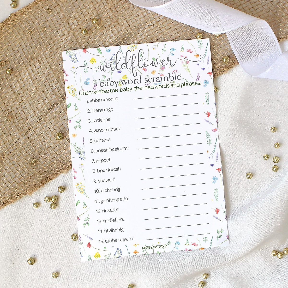 Little Wildflower Girl Baby Shower Party Games - What's On Your Phone and Word Scramble (2 Game Bundle) - 20 Dual Sided Cards - Baby in Bloom Party Supplies