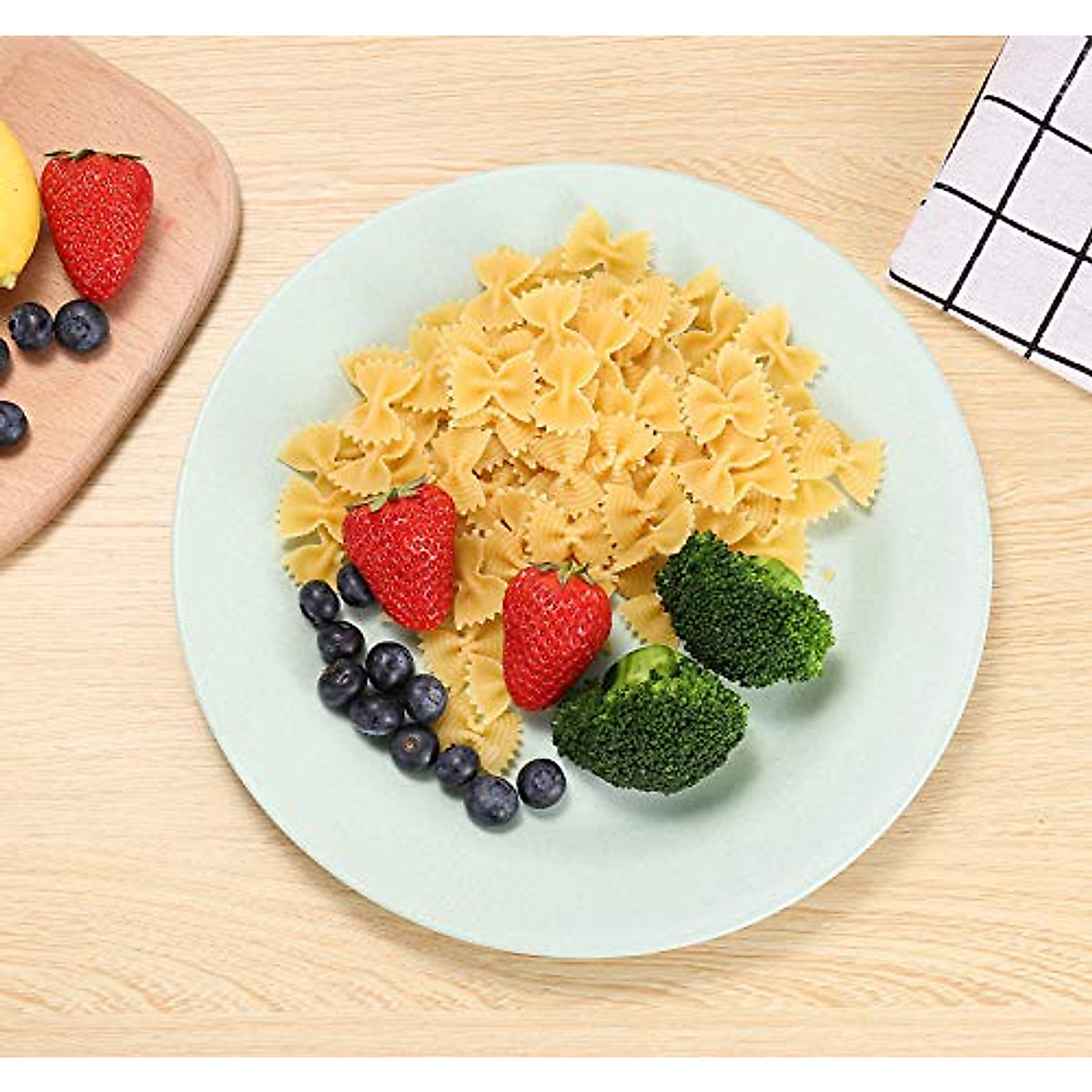 LuckyZone 11inch/5pcs Wheat Straw Plates - Reusable & Unbreakable Plate - Dishwasher & Microwave Safe - Perfect for Dinner Dishes - Healthy, Lightweight, BPA Free & Eco-Friendly (5 colors)