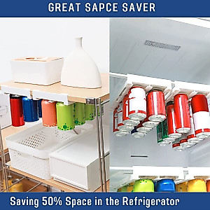 Hanging Soda Can Organizer for Refrigerator, Adjustable Suspended Cans Storage Rack, Stacking Pop Can Dispenser for Fridge, Beer Drink Holder for Fridge Freezer, Beverage & Canned Food Organizers