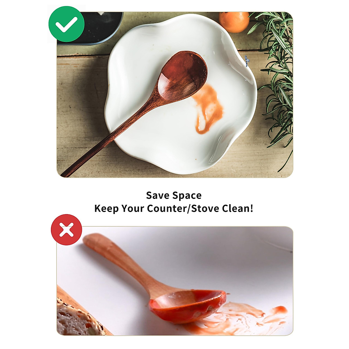 Cormomu Spoon Rest for Stove Top, 5.2" Ceramic Spoon Holder for Kitchen Countertop, Coffee Spoon Rest, Large Cooking Spatula Holder for Spoons, Ladles or Tongs, Housewarming Gifts, White