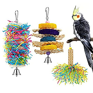 Keersi 5pcs Bird Shredding Toys Bird Loofah Toys Parakeet Chewing Toy Foraging Toy for Small Medium Parrot Cockatiel Conure African Grey Amazon Budgie Lovebird Finch