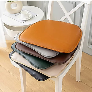 MOODMUSE Leather Kitchen Chair Cushions - Horseshoe Shape Seat Cushion and Dining Room Chair Pad 43 * 40CM Non Slip Rubber Back 1/2/4 Packs (Color : Brown, Size : Set of 4)