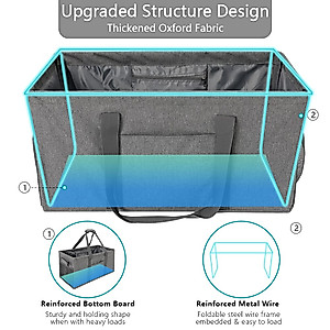 Acnusik Extra Large Utility Tote Bag for Women with Pockets, Canvas Collapsible Laundry Tote Bags,Open Top Pool Beach Bag Totes Basket for Grocery, Shopping, Picnic