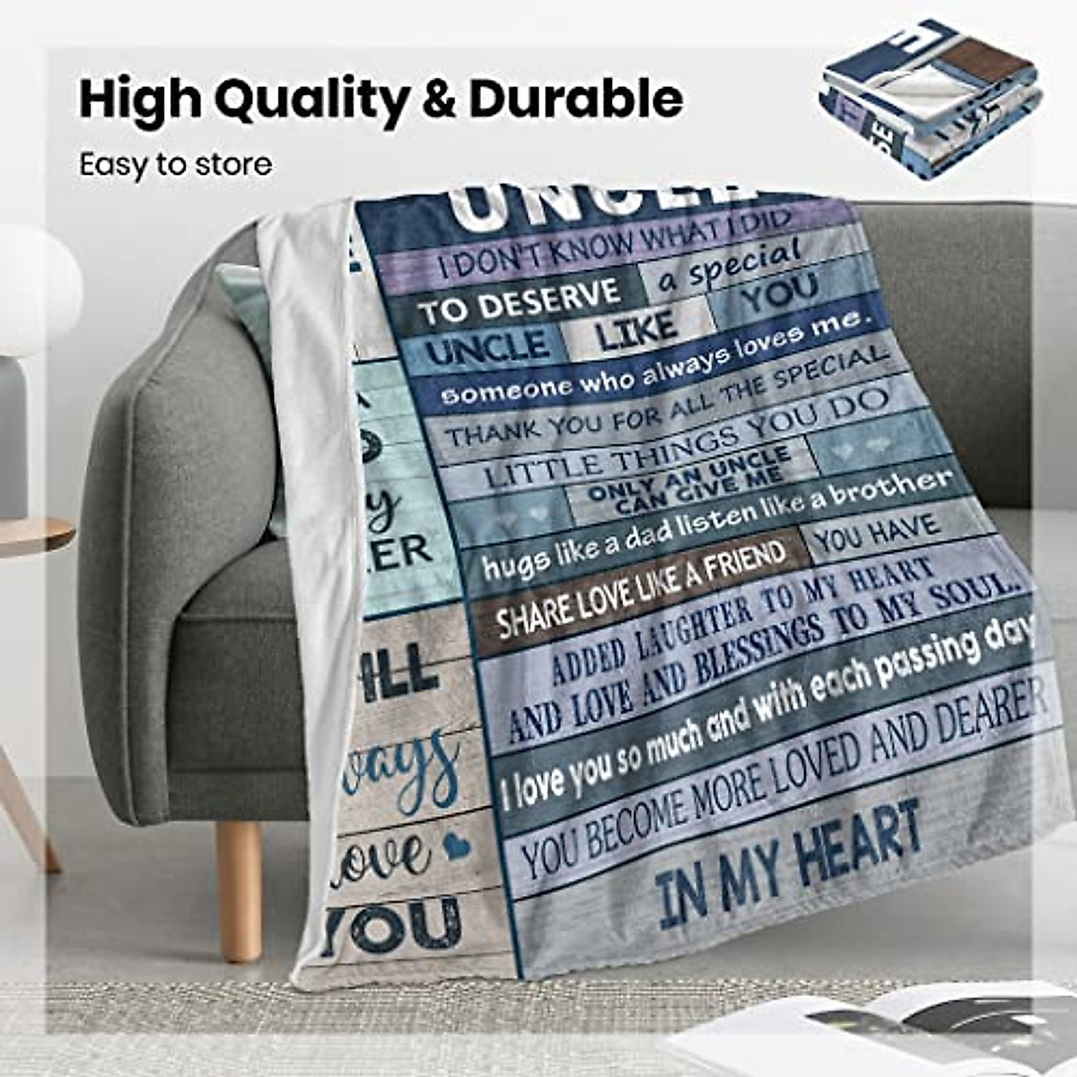 CUJUYO Best Uncle Gifts Blanket 60"x50", Gifts for Uncle Throw Blanket, Great Uncle Gifts from Niece Blankets Throws, Uncle Birthday Gifts from Nephew, Gift Ideas for Uncle on Christmas Father's Day