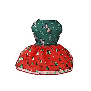 Christmas Sweater Dog Fleece Pet Print Dress Outfit Thermal Holiday Puppy Costume Dress Pet Clothes Cute Dog Outfits for Small Dogs Girls
