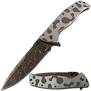 Grand Way Pocket Knife - Camo Folding Knifes for Outdoor Military Utility Tactical Survival - Flip EDC Self Defense Knofe - Best Knives for Camping Army Work Hiking -Cool Birthday Gifts for Men 01297