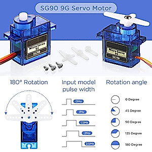 Hanaive 16 Pcs SG90 9g Micro Servo Motor Mini Servo Motors RC Servo Kit for Robot Helicopter Airplane Car Boat Control