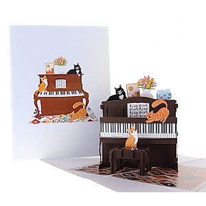 iGifts And Cards Crazy Cats With Fancy Piano 3D Pop Up Greeting Card - Cute Music Graduation Card, Awesome Cat Lovers Gift, Funny Happy Birthday Wish, Feline Party, Housewarming, Best Friendship