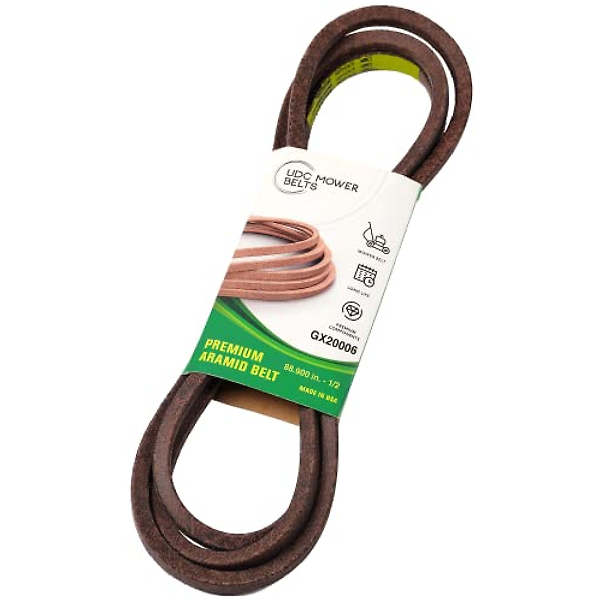 UDC Parts Mower Drive Belt GX20006 / Aramid Cord Extra-Heavy Duty V-Belt / 1/2 X 88.90 in. / Compatible with John Deere, Murray, MTD and More