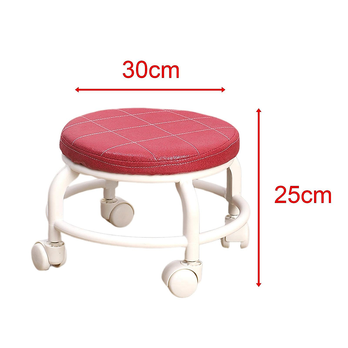figatia Rolling Stools with Wheels Low Height Rolling Stool Portable Comfortable Household Small Shoe Stool Seat Pulley Wheel Stool for Home Kitchen, Red