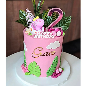 GallaRato Little Dino Birthday Cake Decoration Dinosaur Egg Cake Topper Little Dinosaur Birthday Party Supplies Dinosaur Cake Decoration Three Rex Cake Decoration (Pink)