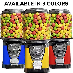 Gumball Machine for Kids - Yellow Vending Machine with Stand and Cylinder Globe - Bubble Gum Vending Machine and Black Metal Stand Bundle - Coin Gumball Machine