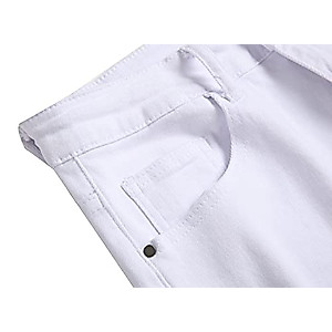 QIMYUM Mens Ripped Jeans, Distressed Destroyed Slim Fit Straight Leg Denim Pants (40, white7021)