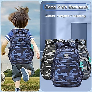 Camo Kids Backpacks for Boys, Water-resistant Camouflage Preschool Kindergarten Boys Backpacks Bookbags, Grey