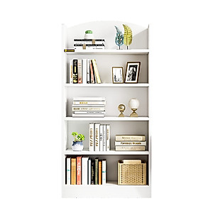 MIN WIN 47.24" Tall Bookcase and Bookshelf, Open Shelf Wood Bookcase with 5-Tier Storage Shelves,Bookshelves Standing Display Shelf Units for Home Office, Living Room, Bedroom, Kitchen-White