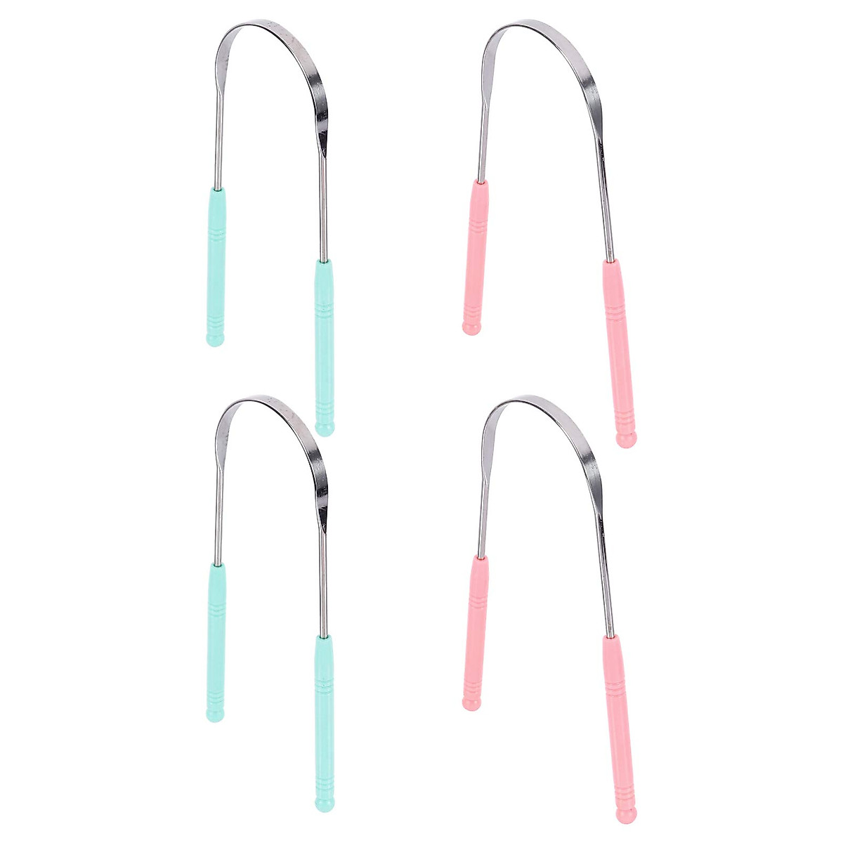 Healifty 4pcs Oral Tongue Scraper Stainless Steel Reusable Tongue Scraper Bad Breath Cleaner U Shaped Tongue Odor Eliminator Tongue Cleaning Tool for Adults Children