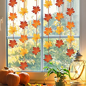 Ceenna Thanksgiving Maple Leaf Garland Artificial Maple Leaves Plants Farmhouse Vine Hanging Garland for Home Garden Kitchen Office Wedding Wall Doorway Party Backdrop Fall Thanksgiving Garland Decor