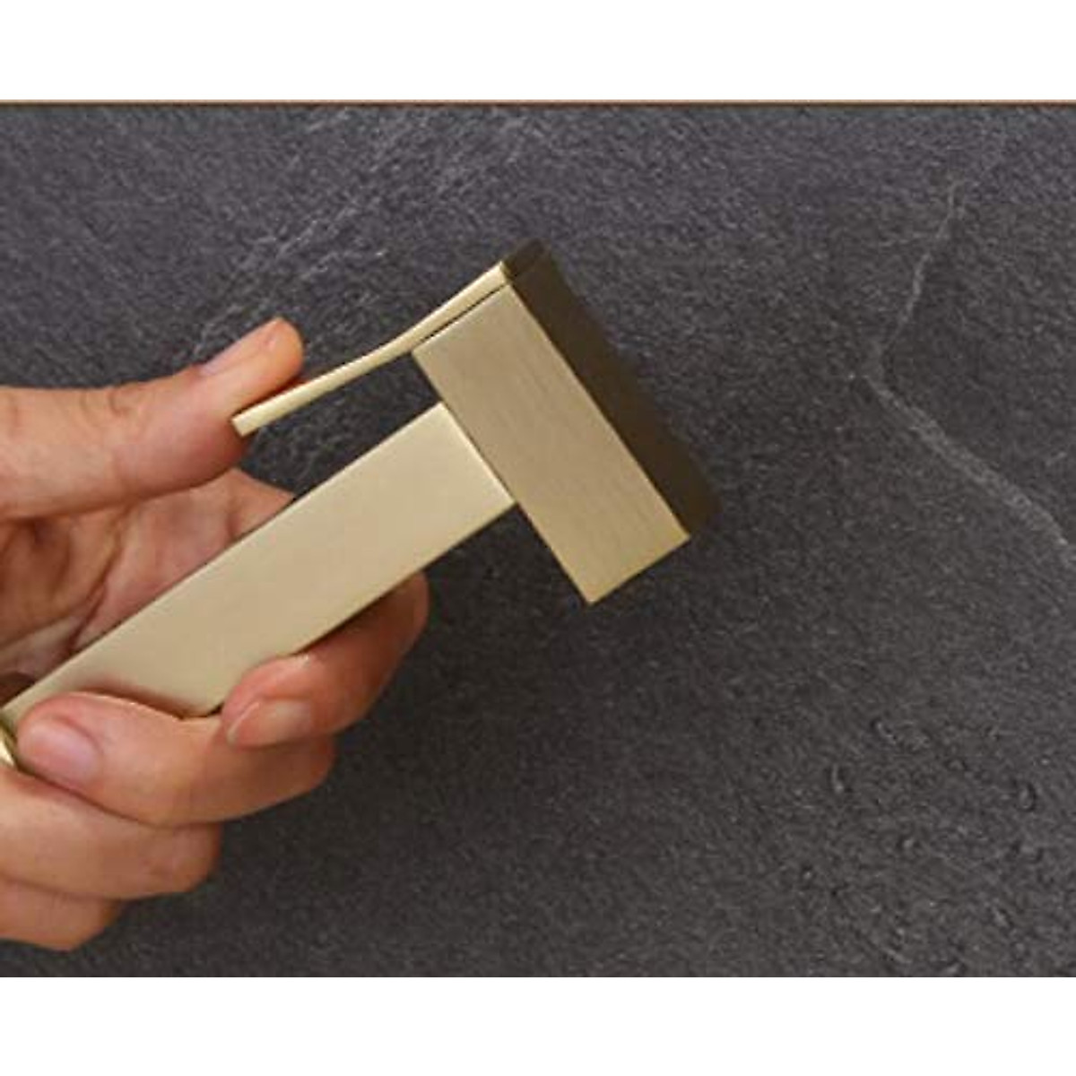 HOMCBEC Brushed Gold Brass Square Toilet Handheld Bidet Shower Spray Wall Bracket Hose,Baby Diaper Cloth Washer, Hand Held Sprayer Shattaf Toilet Attachment Set (Bidet Sprayer+Holder+Hose)